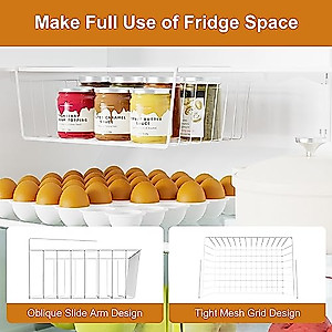 Bellsal Under Shelf Basket, 4 Pack Metal Hanging Wire Shelf Under Shelf Storage, Slides Under Cabinet Shelf, Space Saving for Kitchen Pantry Office Bathroom Bookshelf Under Shelf Organizer, White
