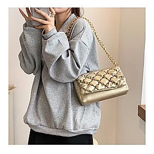 abigail paige Quilted Purse for Women Classic Shoulder Bag Designer Crossbody Bag with Chain Strap (Gold)