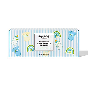 Thoughtfully Gourmet, Light Blue Boy Baby Sugar Cookies for Baby Shower Favors or Gender Reveal, Hand Decorated and Individually Wrapped, Set of 16