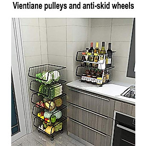 PEPDRO 2 Tier Vegetable Fruit Rack Kitchen Table Board Storage Basket Multifunctional Storage Rack Shelf