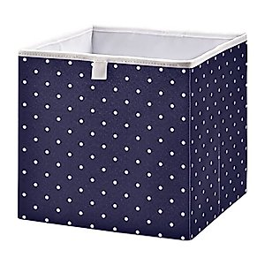 Kigai Blue White Dots Storage Baskets, 16x11x7 in Collapsible Fabric Storage Bins Organizer Rectangular Storage Box for Shelves, Closets, Laundry, Nursery, Home Decor