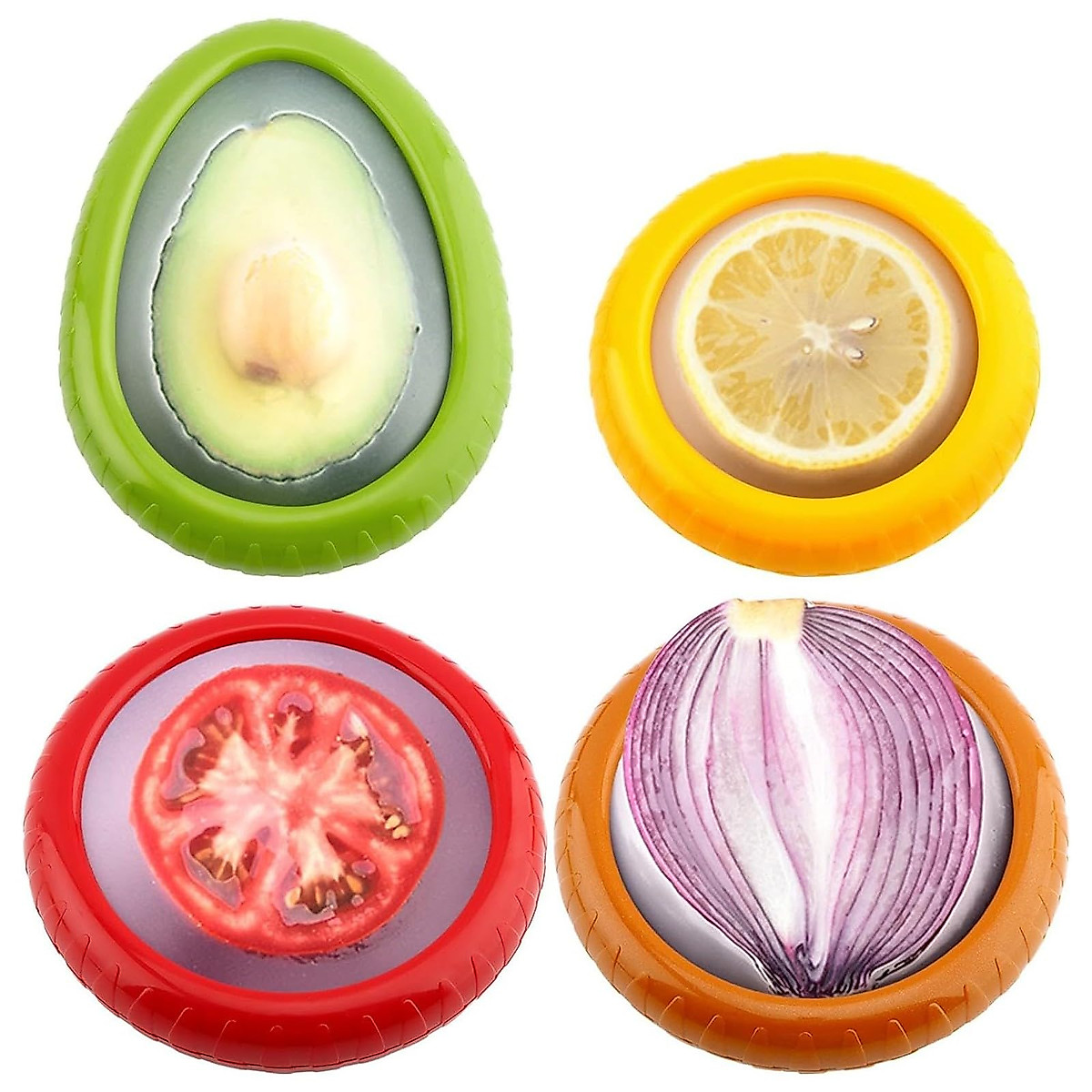Generic 4pcs Silicone Fruit Storage Box, Avocado Saver and Tomato Holder, Reusable Storage Containers for Fridge, Onion Savers, Fruit & Vegetable Storage for Lemon & More, Mulit