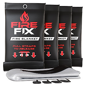 Fire Fix 4 Fire Blankets & 5 Fire Sprays | Fire Extinguisher for Apartment, Boat, Car, Garage, House, Kitchen & Vehicle | Compact, Portable & Easy to Use