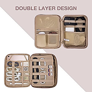 BAGSMART Electronic Organizer,Travel Cable Bag,Double Layer Tech Bag,Electronics Accessories Carry Bag for 9.7 inch iPad, Kindle, Power Adapter
