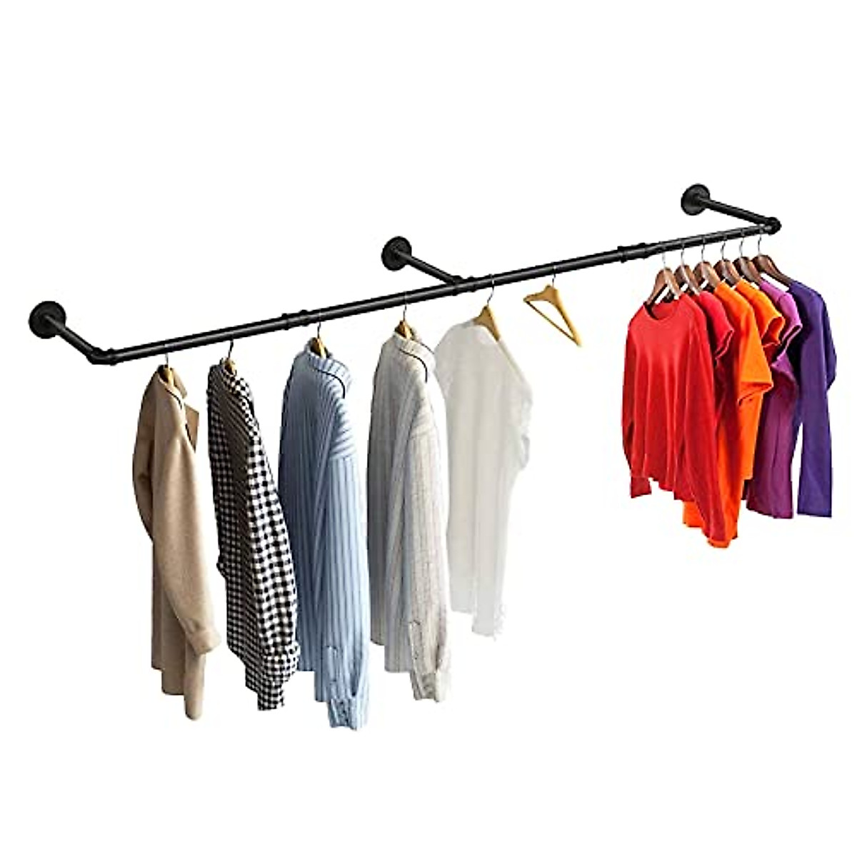 SERENITA 74.5" Super Long Industrial Pipe Clothing Rack 73 inch, Hanging Rod for Closet, Wall Mounted Multi Purpose (73 inch 1 Pack)