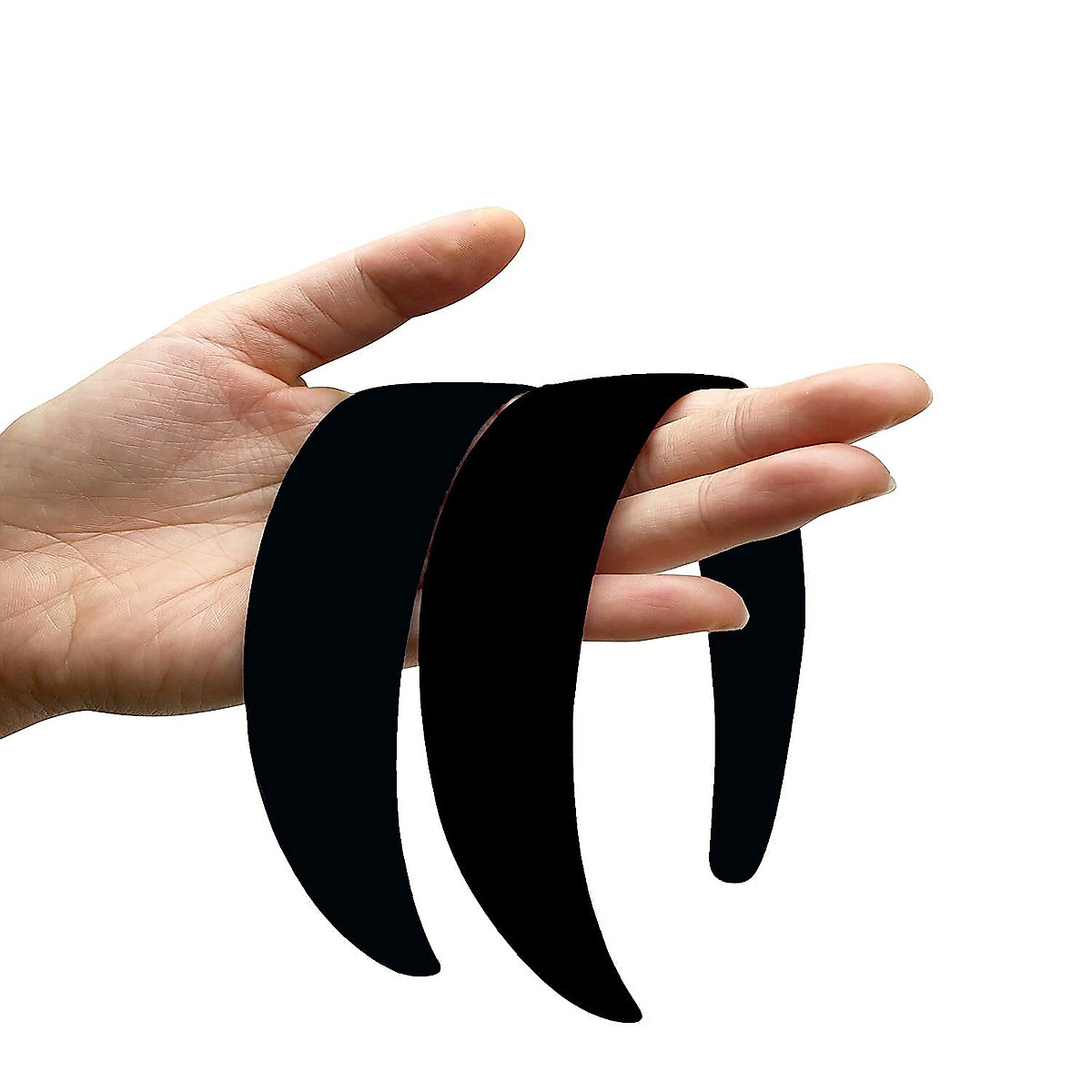 1.2 Inch Satin Headbands, Ladies and Girls Antiskid Hard Hair Bands, DIY Hair Headbands, 6 Pcs Black.