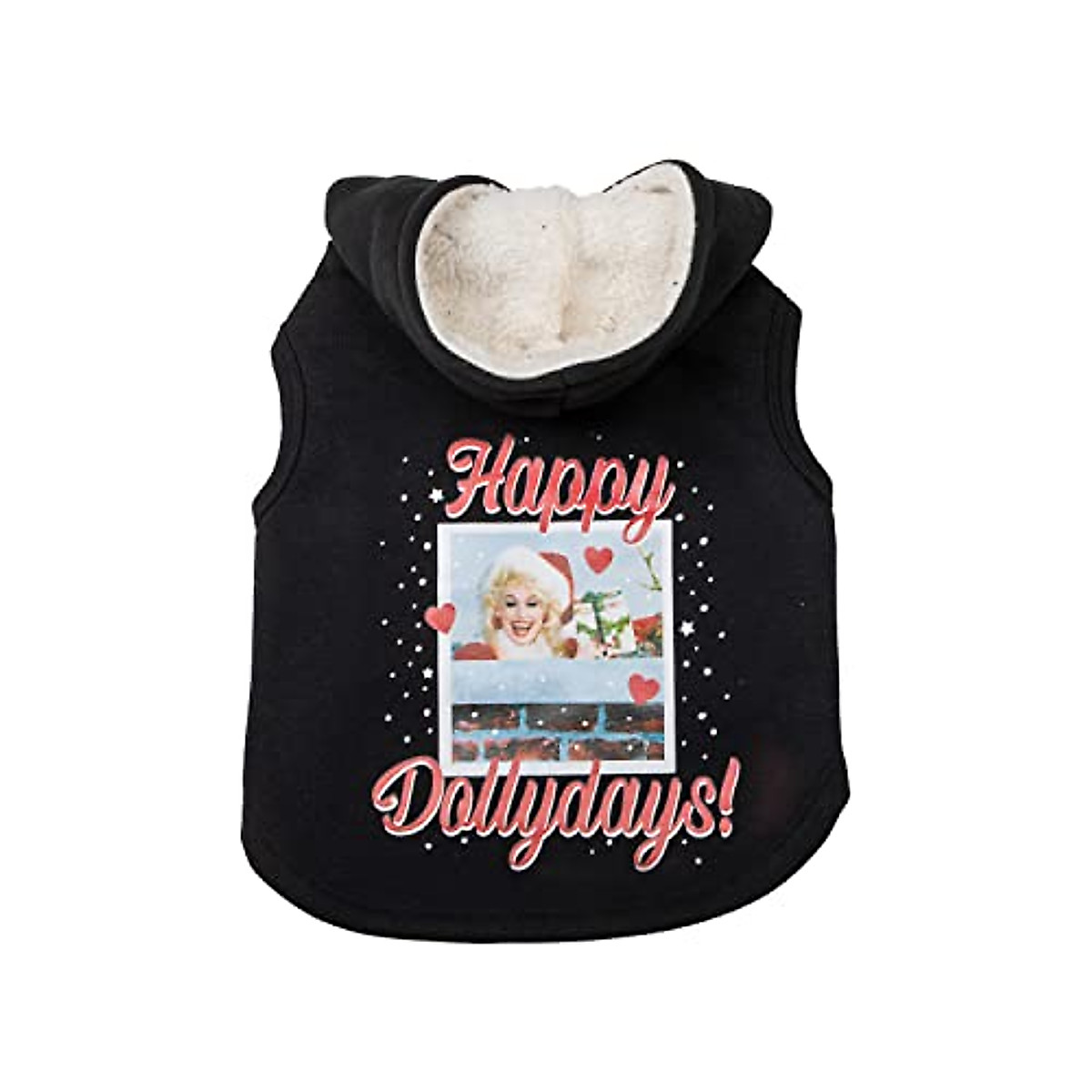 Doggy Parton Black Happy Dollydays Hoodie for Pets, Large