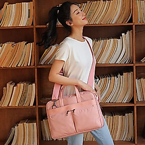 Laptop Bag for Women Computer Shoulder Bag 15.6 inch Laptop Tote Purse Set Business Briefcase Handbag Waterproof BC-02 (Pink)