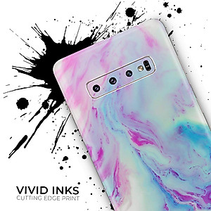 DesignSkinz Marbleized Soft Blue V32 Protective Vinyl Decal Wrap Skin Cover Compatible with The Samsung Galaxy S20 (Screen Trim & Back Glass Skin)