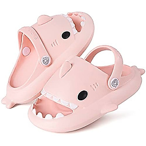 KVbabby Cloud Shark Slides for Kids Toddlers Girls Boys Novelty Open Toe Sandals Cute Shower Pillow Slippers with Thick Sole for Outdoor Indoor Pink 7-7.5 Toddler