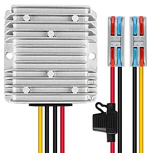 DC Voltage Reducer Converter DC 8V-40V to 13.8V 10A 138W Automatic Step Down Up Voltage Regulator Power Converter Waterproof Module Transformer for Golf Cart Club Car