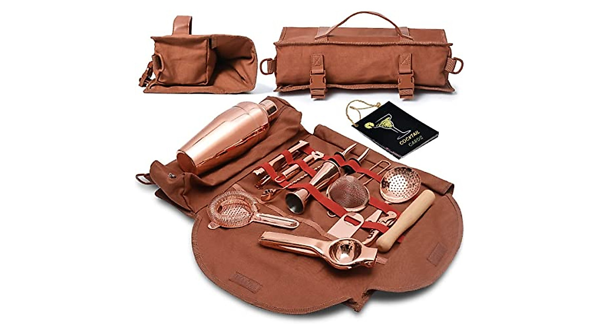 Travel Bartender Kit - 17 Piece Copper Bar Set