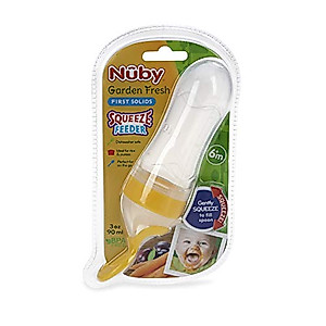 Nuby Garden Fresh Silicone Squeeze Feeder with Spoon and Hygienic Cover, Colors May Vary