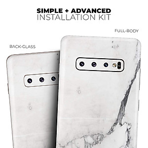 DesignSkinz White & Grey Marble Surface V3 Protective Vinyl Decal Wrap Skin Cover Compatible with The Samsung Galaxy S20 (Screen Trim & Back Glass Skin)