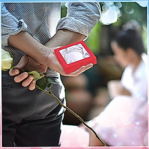 Tuanse 24 Pcs Square Cardboard Jewelry Gift Box 3.5 x 3.5 x 0.8 inches Jewelry Boxes Bulk with Clear Lid for Bracelet Packaging Boxes Earring Ring Necklace Pendant Jewelry Display Storage, 4 Colors