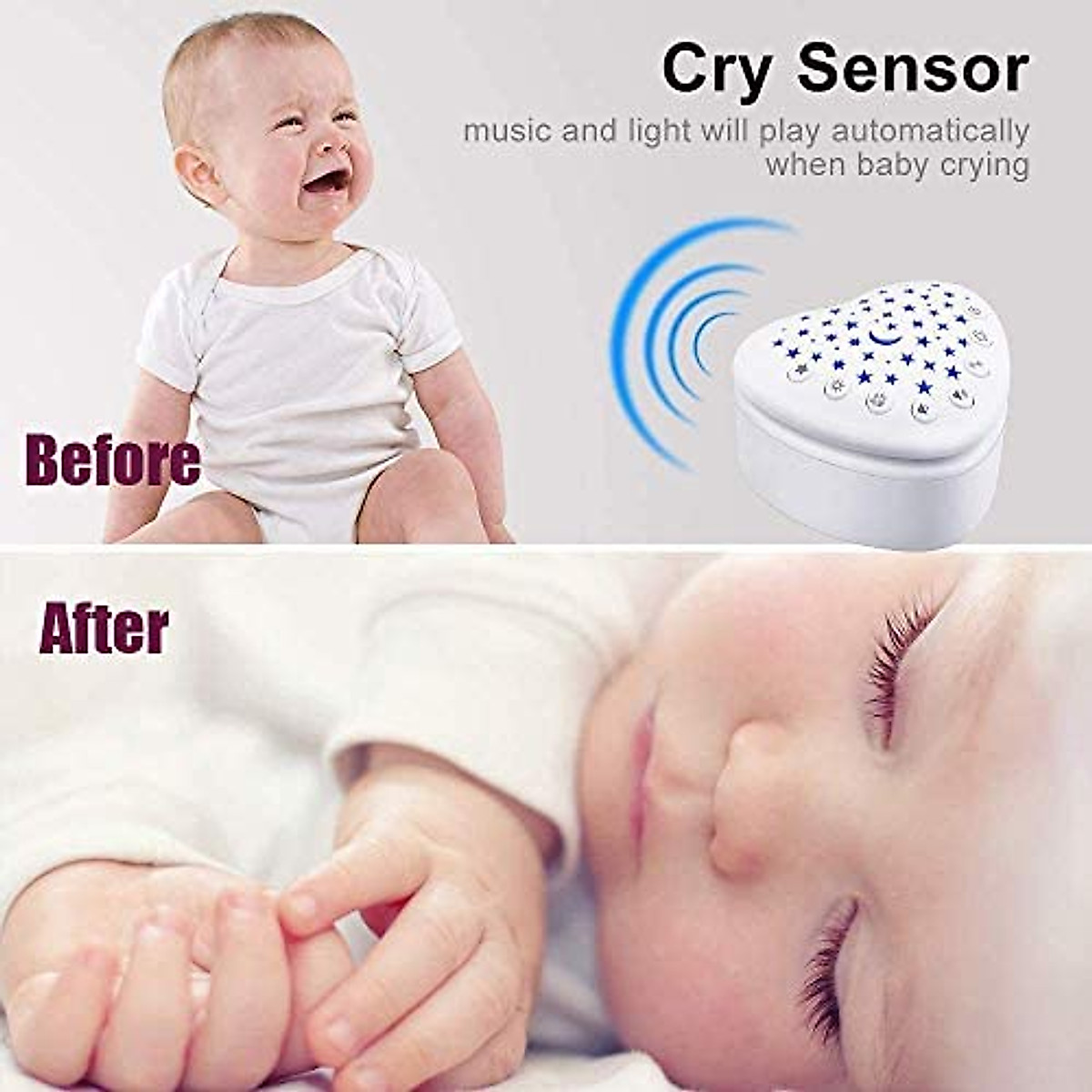 Baby Sleep Soothers, Owl Baby Shusher White Noise Toy Sound Machine Portable, Cry or Noise Baby Activated Machine for Toddler Girl Boy, Olele Plush Night Light Projector Birthday Gifts for Newborns
