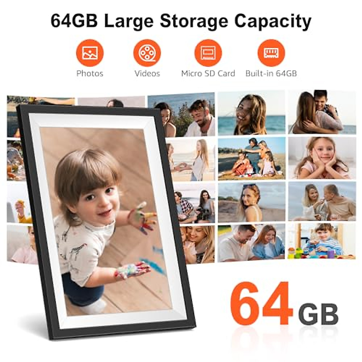 Frameo 10.1 Inch Digital Picture Frame with 1280 x 800 HD IPS Touch Screen, 64GB Large Storage and 2GB RAM WiFi Digital Photo Frame, Easy Setup, Share Moments Remotely via Frameo, Gift for Mom