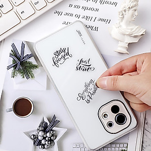 Glenmal 840 Pieces Inspirational Sticker Housekeeping Week Gifts Motivational Decal Aesthetic Words Sticker Word Sayings Decal for Teens Journaling Scrapbook(Transparent Color)