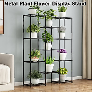 YUJCHMTZN tall black Plant Stand Indoor Metal Plant Stands Outdoor Tiered Plant Shelf for Multiple Plants, 11 Tiers Plant Rack Holder Garden Shelves Flower Stand for Living Room Patio Corner