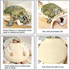 CARTBAE Turtle Shell Stuffed Animal Soft and comfortable Tortoise Plush Pillow Creative Turtle Costume Plush Toy (23.6 in)