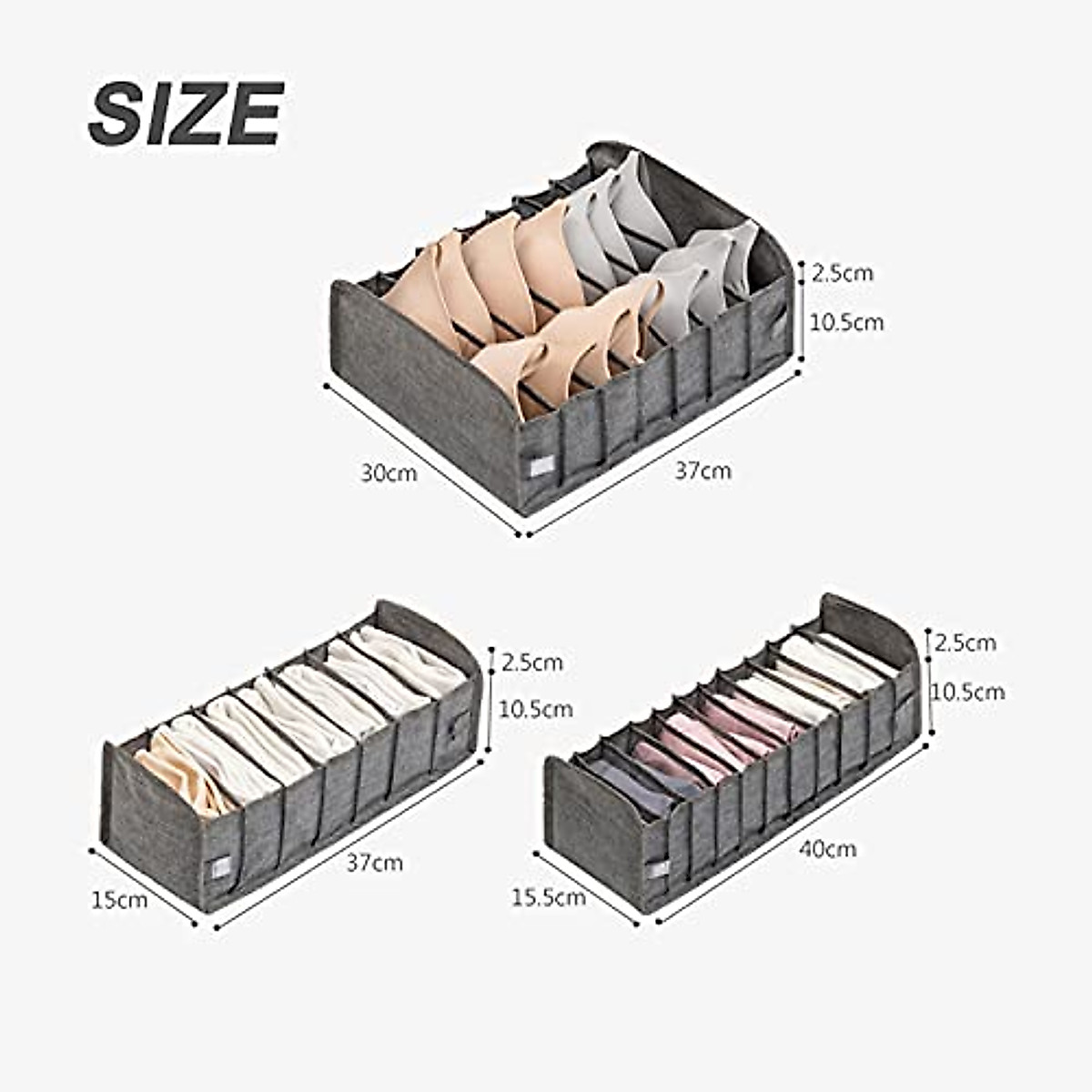 Underwear Drawer Organizer Dark Gray Collapsible Cabinet Organizer Closet Organizer Foldable Closet Organizer Compression Underwear Storage Box for Socks, Storage Containers for Clothes in Closet