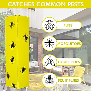 8 Pack Sticky Fly Traps, Fly Traps Outdoor/Indoor, Fly Stick, Fruit Fly Trap, Flying Insect Catcher Gnat Trap Killer for Flying Plant Insect Such as Mosquitos, Aphids, Leafminers, Fungus Gnats