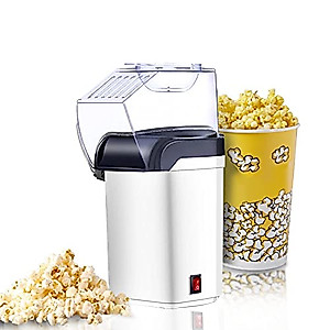 Electric Popcorn Machine Maker Popper With Measuring Spoon, Quick Popcorn, Oil Free, Good For Watching Movies,Party, Holiday Gift (White)