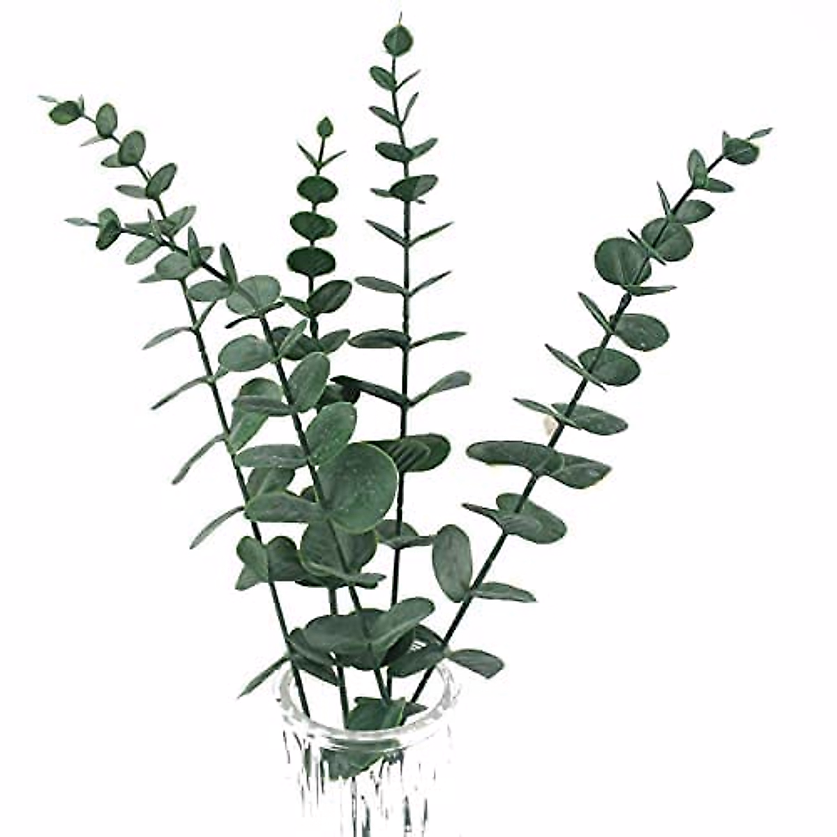 Tinsow 5 Pcs Real Touch Leaf Artificial Eucalyptus Stem Faux Eucalyptuses Wedding Bouquet Centerpiece Home Decor (Green)