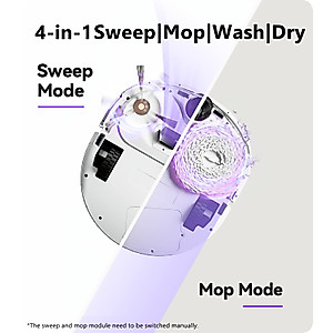 NARWAL T10 Mop Robot, 4-in-1 Robot Vacuum and Mop with Self Cleaning Station, Self Washing and Drying Robot Mop with LiDAR Navigation, Smart Mapping, 2 Suction Mode for Hard Floor and Pet Hair, White