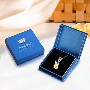 Dreamboat Sunflower Pendant Necklace for Women 925 Sterling Silver Sunflower Flower Jewelry Anniversary Birthday Gifts