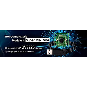 VGA High Speed Wide Angle USB Camera Module for Computer 480P 60fps Super Mini UVC USB2.0 Webcam Board with 100degree No Distortion Lens CMOS OV7725 Industrial CCTV PC Camera for Linux Mac Android