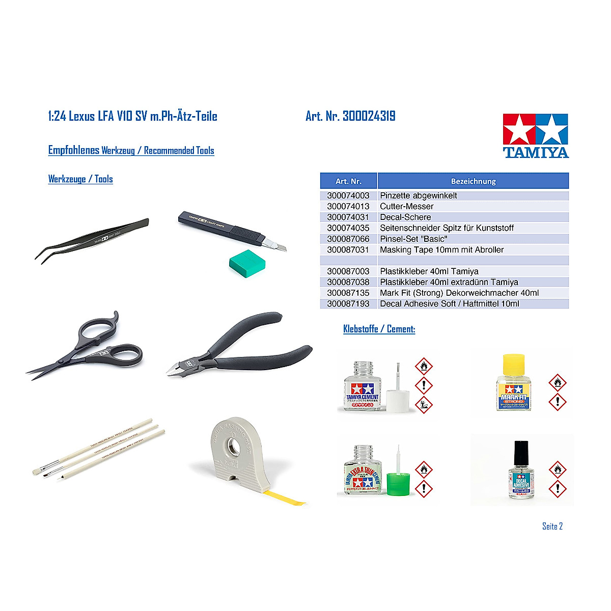 TAMIYA 24319 Lexus LFA V10 SV with Photo-Etched Detail Scale 1: 24
