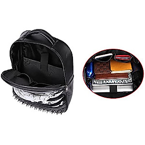 AIBAG 3D Skull Head Backpack, PU Leather Gothic Cracked Rivets Studded Cool Laptop Backpack Large College Bookbag, Gold