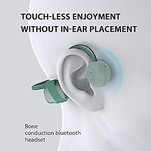 IFECCO Bone Conduction Headphones, Open Ear Wireless Headphones Bluetooth 5.0 with Mic, Waterproof IPX6 Ultra-Lightweight Sport Headsets for Jogging Running Driving Cycling(Green)