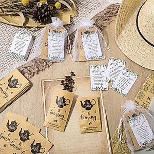 Chivertion 50 Sets Tea Party Baby Shower Decorations Include 50 a Baby Is Brewing Tea Bags 50 Thank You Cards and Organza Bags Baby Shower Favor Thank You Gifts for Guests, No Tea(Eucalyptus Leaf)