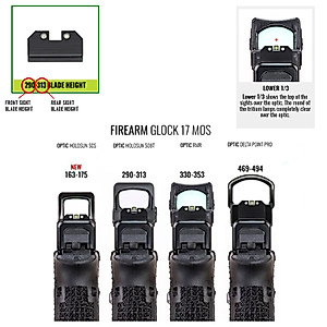 Night Fision Optics Ready Stealth .290-.313 Night Sight Set Compatible with Glock 17/19/34, Orange Front Ring, Blank Rear Sight