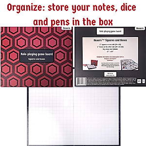 The Authentic Role-Playing Game Board by Hexers, Mat Alternative, Compatible with Dungeons and Dragons D&D DND Pathfinder RPG, 27x23 inches, 1 inch Square and Hexes Battle Grid, Foldable & Dry Erase