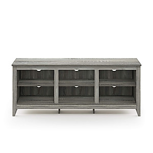 FURINNO Jensen TV Stand with Shelf, French Oak Grey, 65-Inch