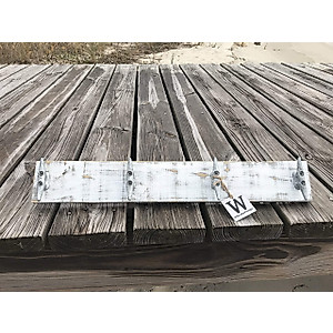 Nautical Distressed White over Gray Boat Cleat Coat Rack, Towel Rack, Hat Rack, Book Bag Rack, or Key Rack