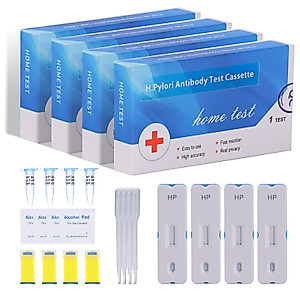 H. Pylori，Helicobacter Pylori Detection kit, 10-15 Minutes of Quick Home Testing, The Result is Highly Accurate, Easy to use and Read ，4 Tests Included
