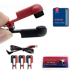 Ear Clip Electrode Wire for TENS Vagus Stim and CES Device, Double Side Soft Silicone Black