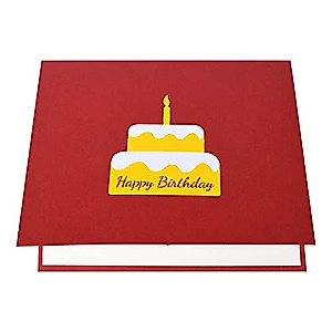 Magic Ants Pop Up Happy Birthday Card,3D Birthday Popup Cards,Birthday Cake Funny Postcards Pop Up Greeting Cards,Pop Up Birthday Cards for Women Men (Fruit Birthday Cake - Red)