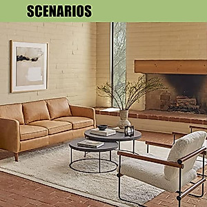 jiexi 28.3in Modern Boucle Fabric Accent Chair with Arms for Living Room, Modern Tufted Single Sofa for Bedroom, Upholstered Reading Comfy Armchair, with Metal and Wooden Frame