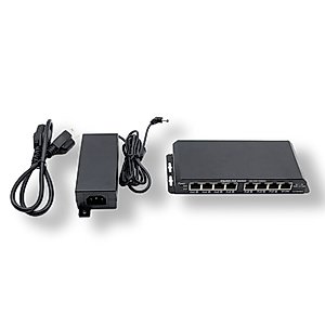 PoE Texas 8 Port Passive PoE Switch - 24v Passive Unmanaged Network Gigabit PoE Switch w/ 1 Uplink Port, Power 7 Devices, Includes 24 Volt 60 Watt Power Supply, for Ubiquiti & Mikrotik Devices