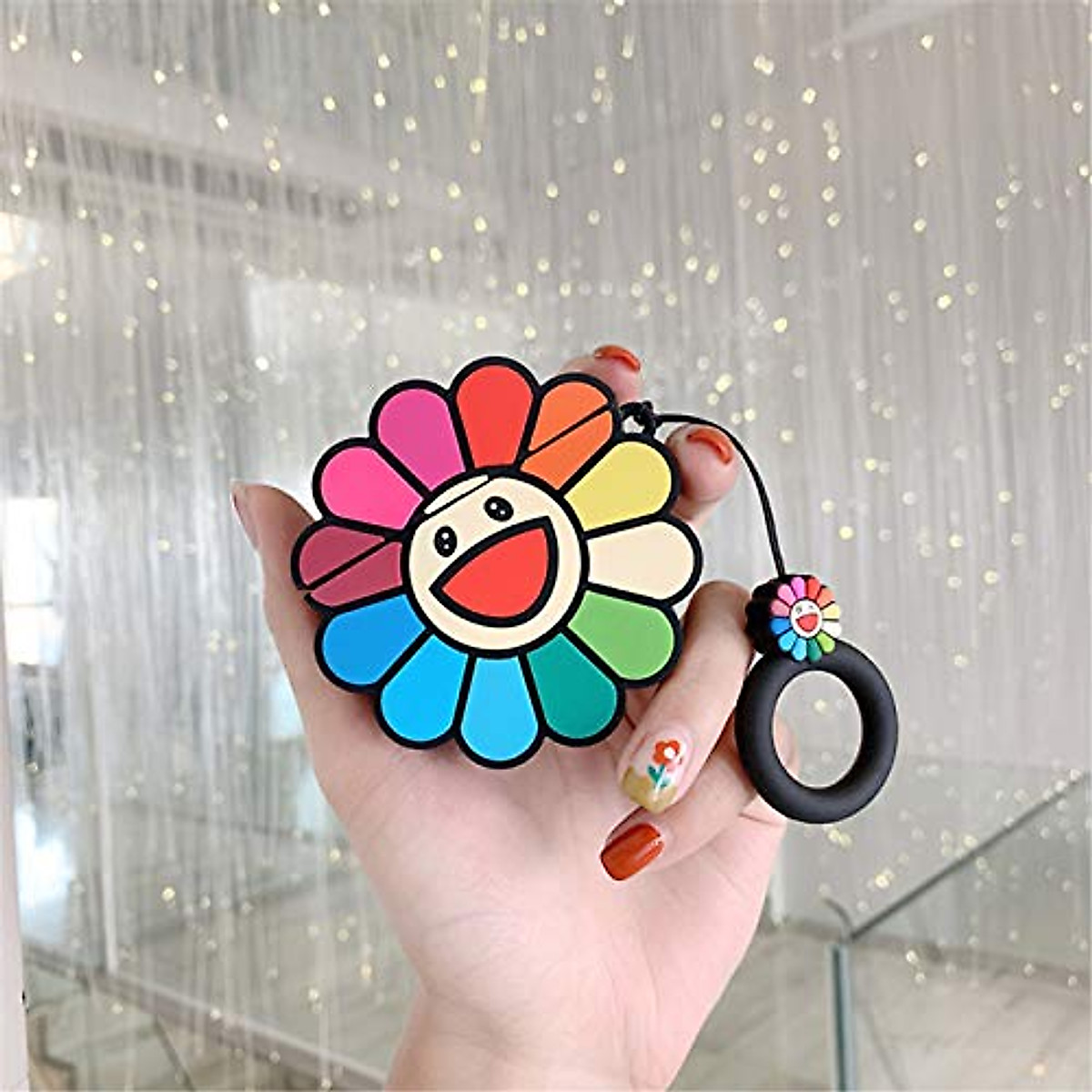 Besoar Sun Flower for Airpod 1/2 Case, Cartoon Cute Fashion Cool Silicone Design Hypebeast Cover for Airpods, Unique Stylish Kawaii Funny Fun Trendy Shell Girls Women Girly Boys Cases Air Pods 2&1