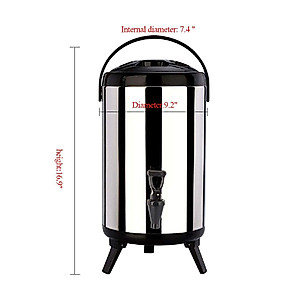 4 Pack Stainless Steel Insulated Barrel Double Walled 1.59 Gallon Beverage Dispenser with Spigot Keep Hot Water Milk Tea Coffee Juice, Home Party Use (Black)