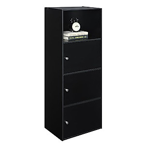 Convenience Concepts 3 Door Xtra Storage Cabinet with Shelf, Black