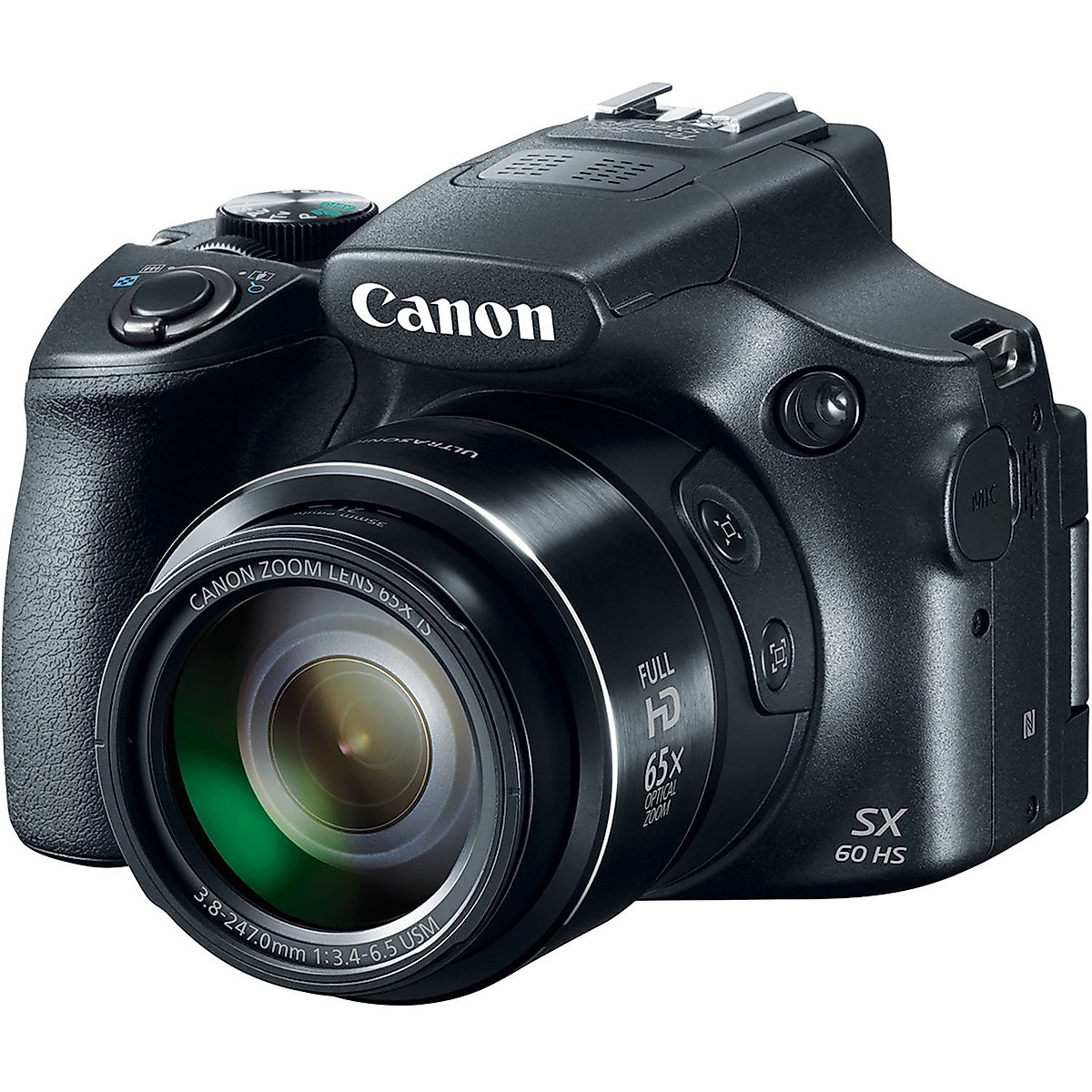 Canon Powershot SX60 16.1MP Digital Camera 65x Optical Zoom Lens 3-inch LCD Tilt Screen (Black) (Renewed)