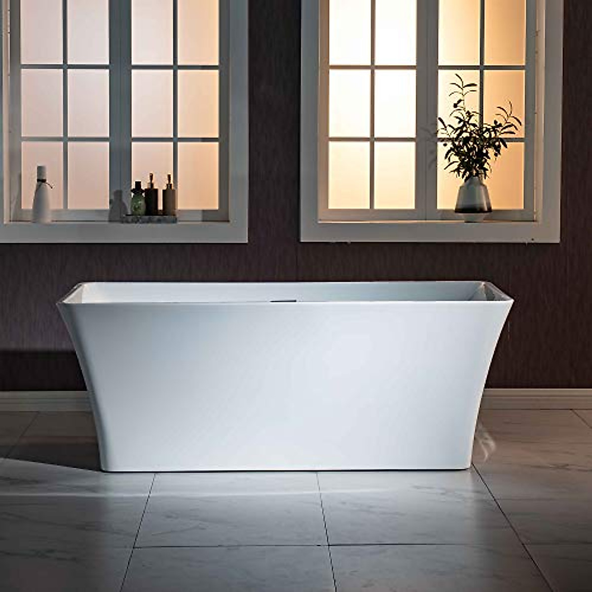 WOODBRIDGE 59"Freestanding White Acylic Soaking Bathtub with Drain Kit and Floor Mount Tub Filler in ORB,BTA1509 -ORB-Drain &O+F0010ORBVT