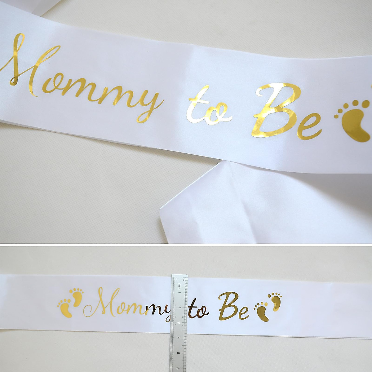 BLUPLE Mommy To Be White Satin Sash - Baby Shower Sash Decorations, Gender Reveal Party, Welcome Baby (1)